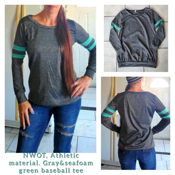Fashion Nova | Tops | Nwot Grayseafoam Green Baseball Tee | Poshmark